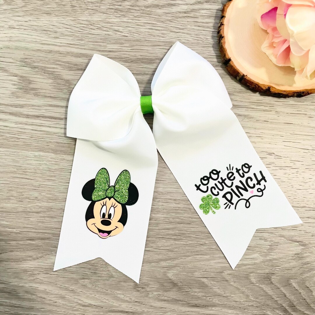 St. Patricks Day Minnie Mouse Cheer Bow - Etsy