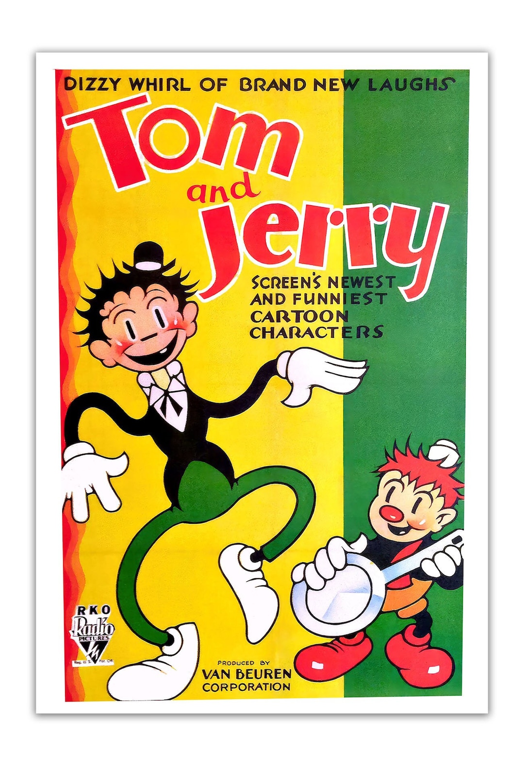 TOM and JERRY 1931-1933 van Beuren American Vintage Cartoon Poster ...