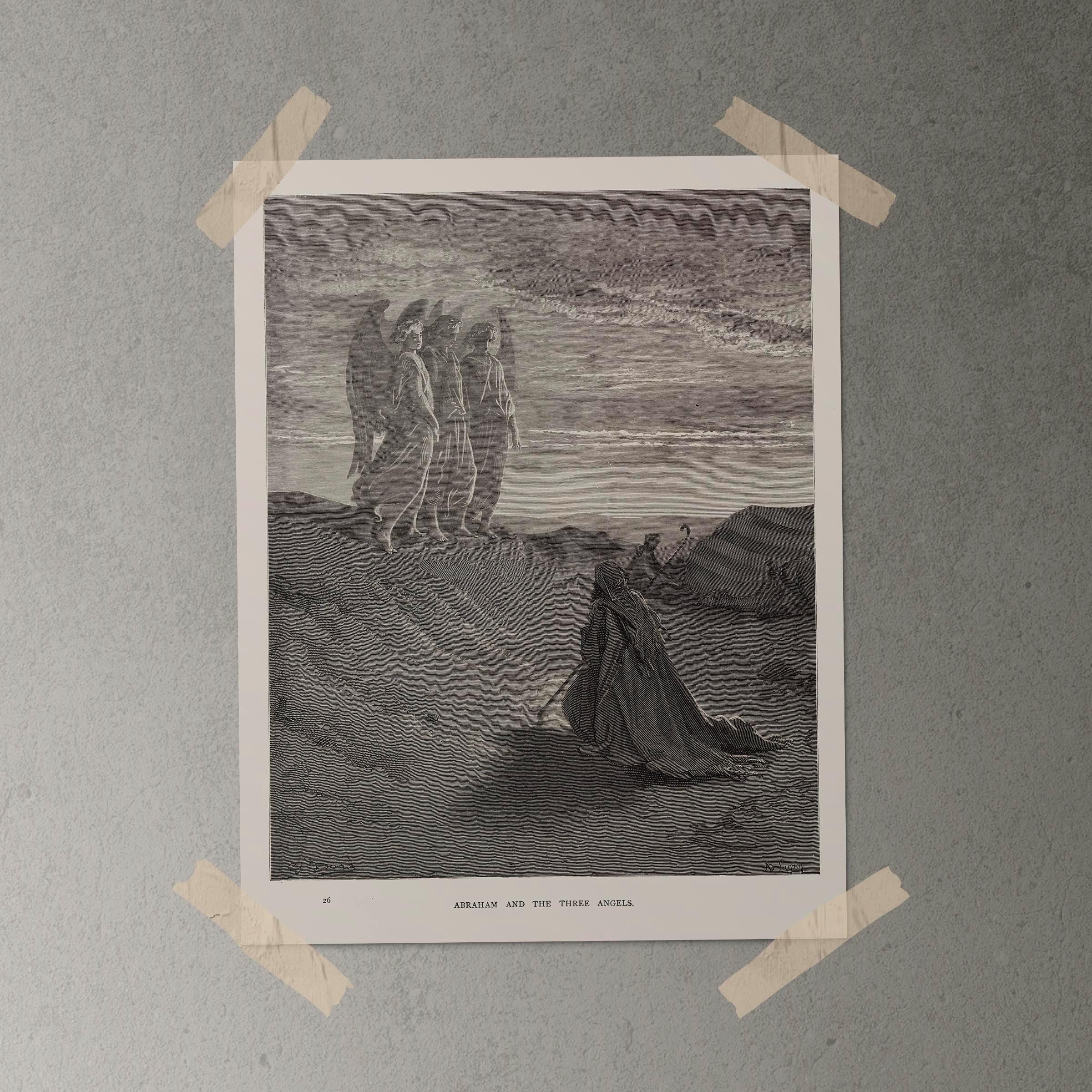 Gustave Dore: ABRAHAM & THE 3 ANGELS (1891) Vintage Illustration Bible ...