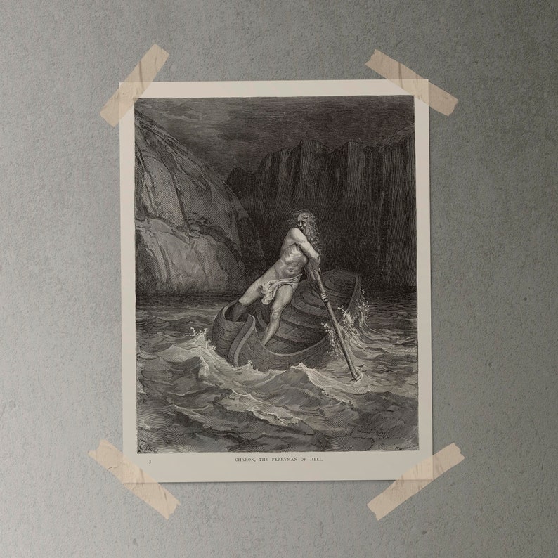 Gustave Dore: CHARON, the FERRYMAN of HELL (1891) Vintage Illustration ...