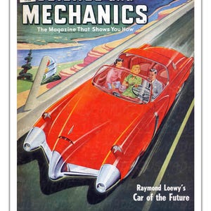 Car of the Future | Vintage Futuristic Red Car Cover Art Poster ...