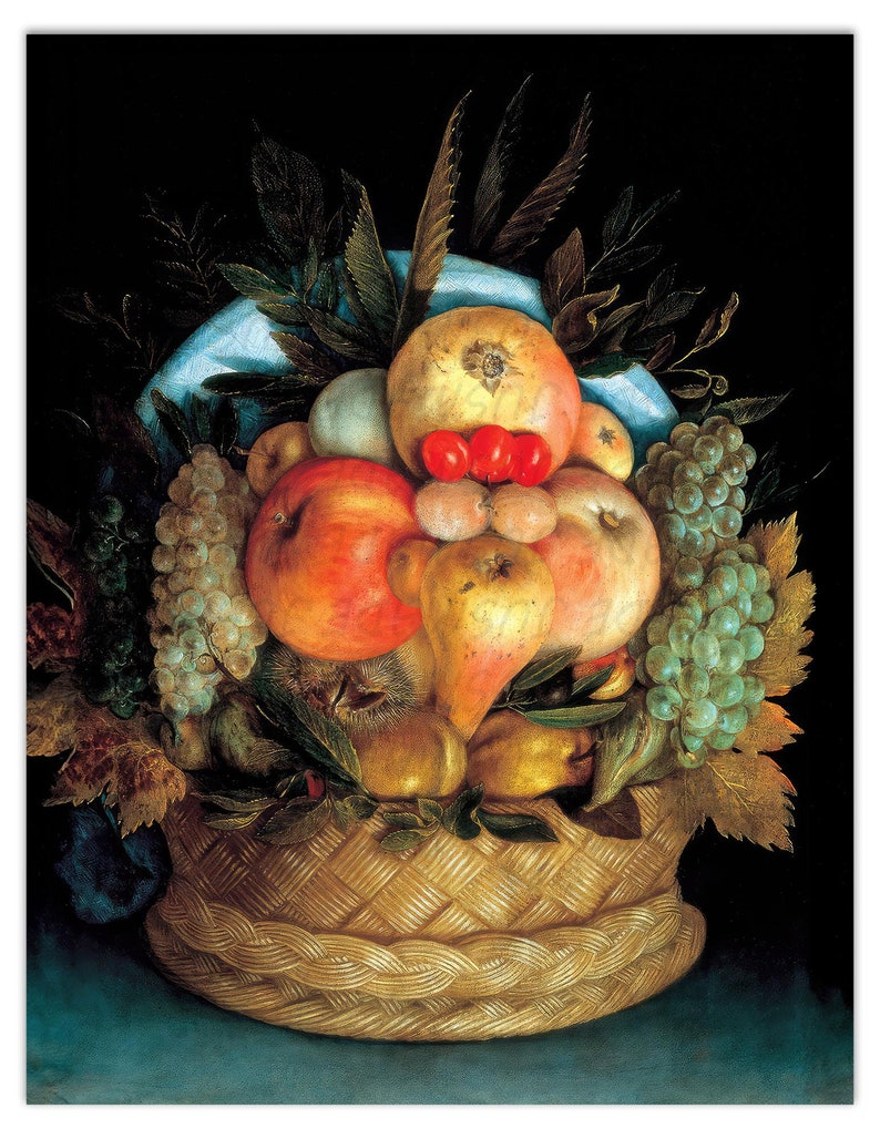 Giuseppe Arcimboldo FRUIT BASKET 1550 (borderless) Vintage Painting ...