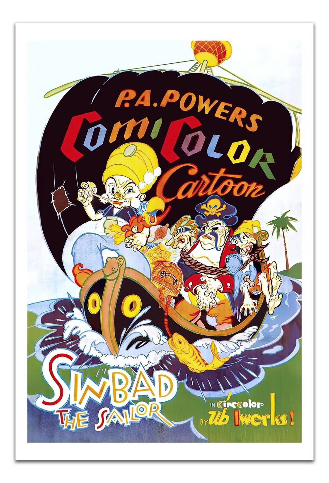 SINBAD THE SAILOR 1935 Vintage Animated Cartoon Movie Art Poster 22x15 ...
