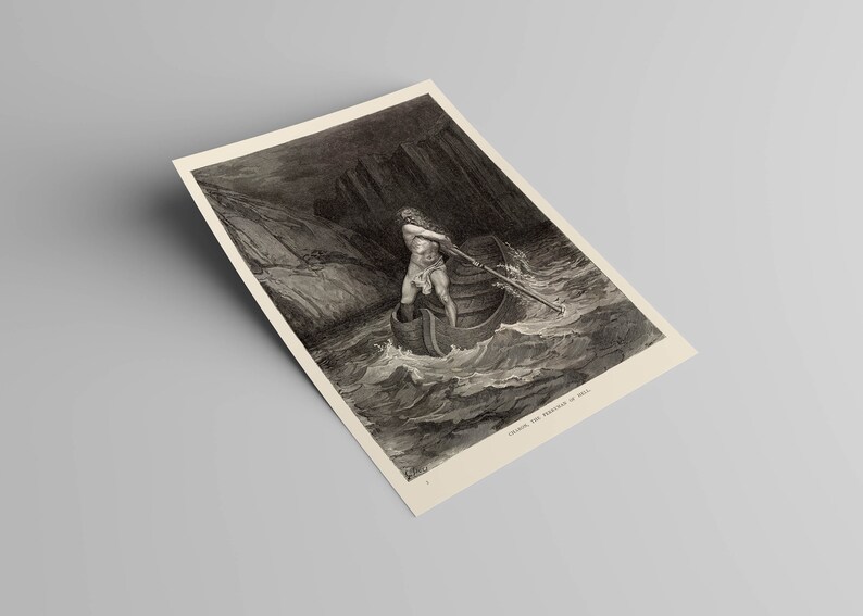 Gustave Dore: CHARON, the FERRYMAN of HELL (1891) Vintage Illustration ...