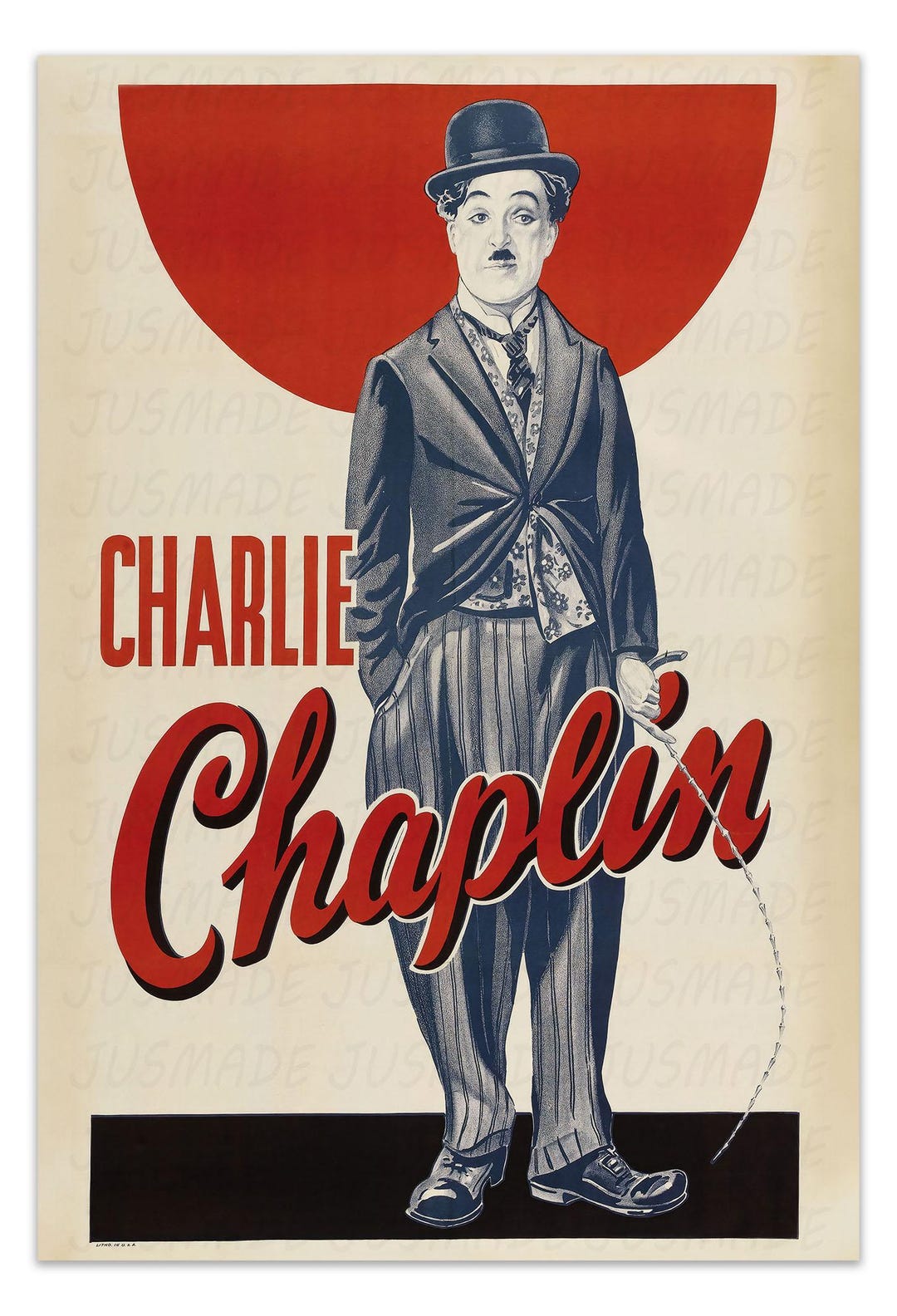 Charlie Chaplin 1920s Poster – Vintage Silent Film Icon, Wall Art Print ...