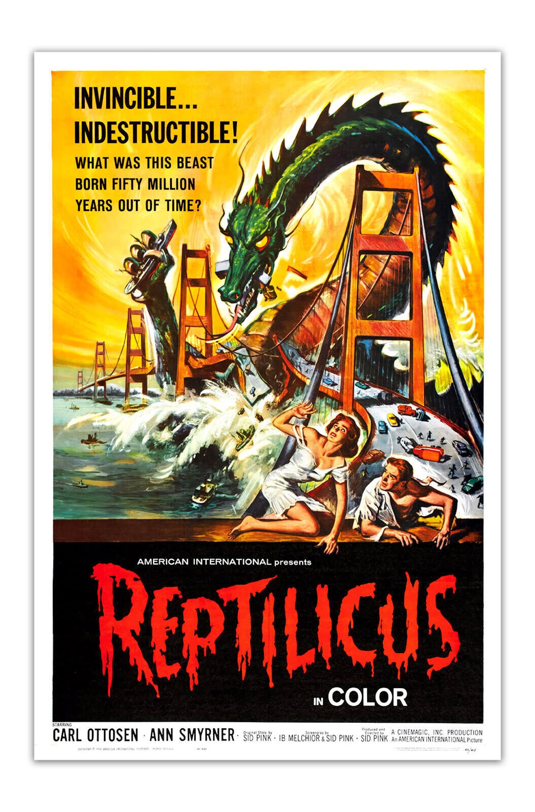 Reptilicus 1962 Vintage Film SCI-FI MONSTER Poster, 22x14.5" Premium ...