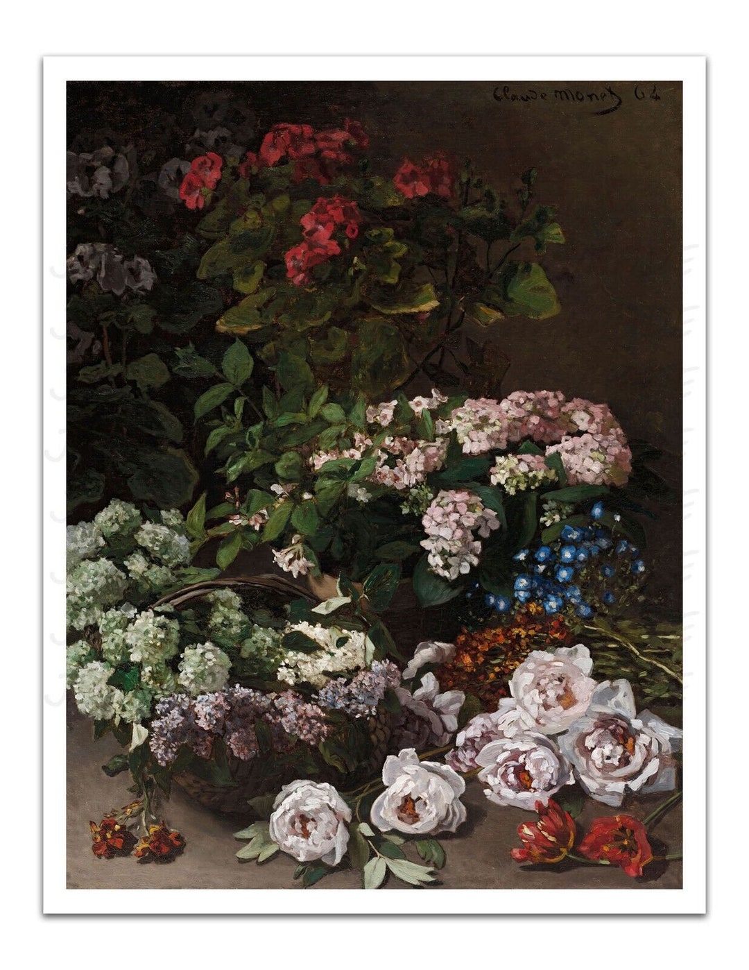 Spring Flowers (1864) CLAUDE MONET Vintage Painting Poster -unframed ...