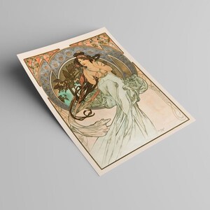 Music, From Les Arts 1898 by ALPHONSE MUCHA Art Nouveau, Poster ...