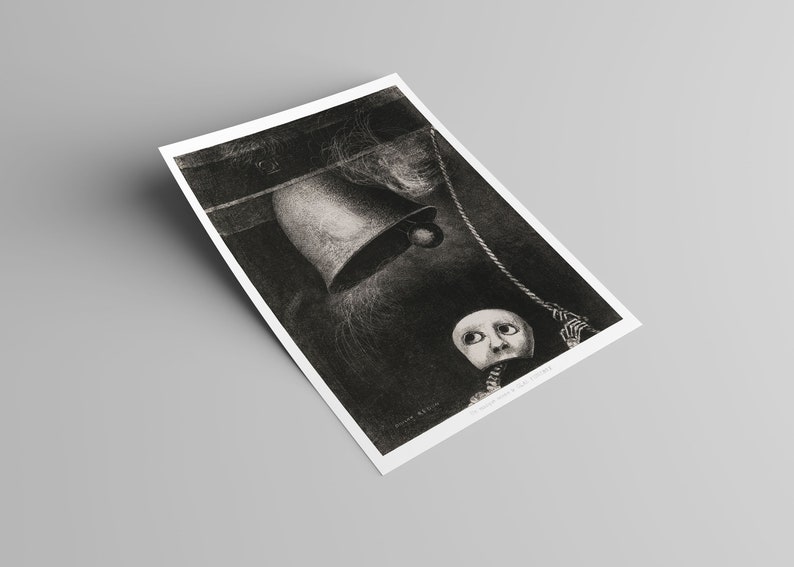 To Edgar Poe A Mask Sound the Death Knell 1882 ODILON REDON Vintage Art ...