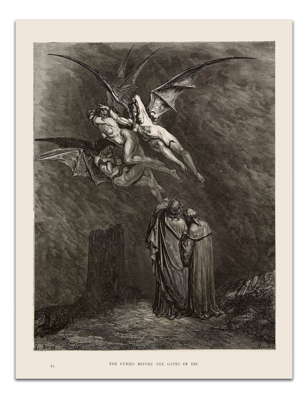 Gustave Dore: FURIES BEFORE the GATES of Dis (1891) Vintage ...