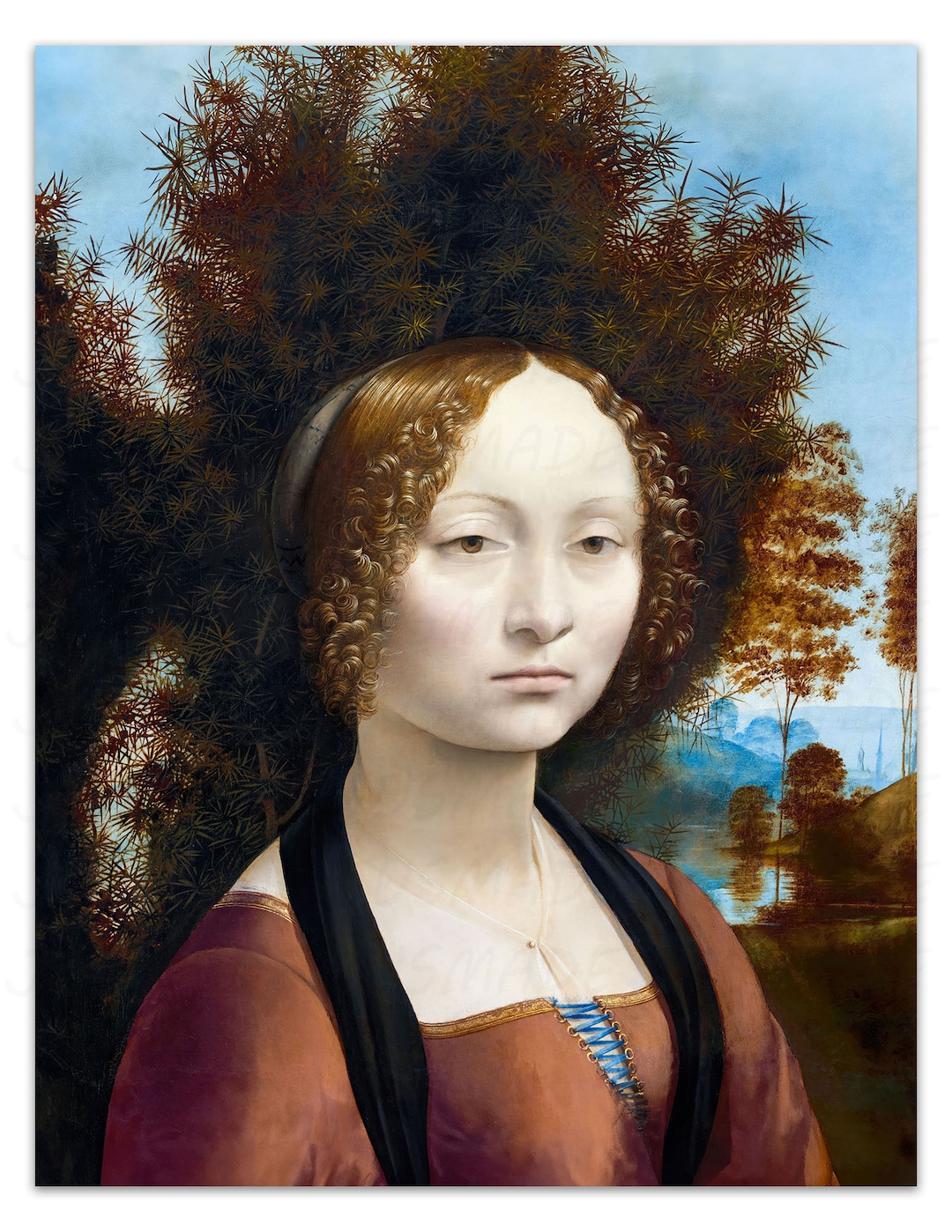 Leonardo Da Vinci's - Ginevra De' Benci (borderless) 1474–1478 Vintage ...