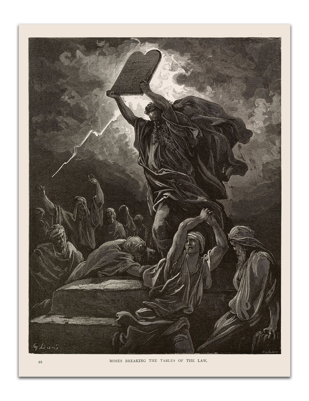 Gustave Dore MOSES BREAKING the TABLES of the Law 1891 Vintage Premium ...