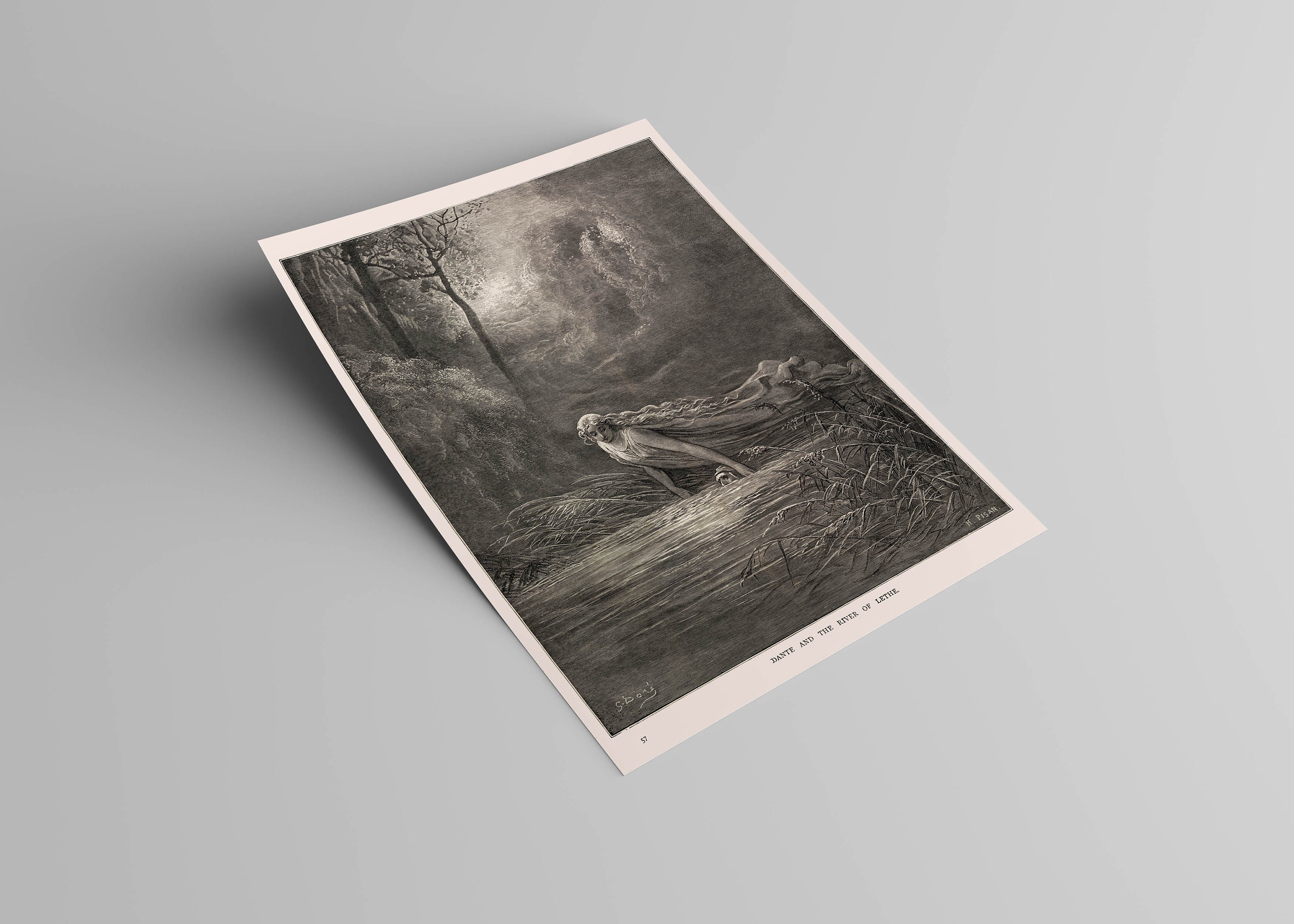 Gustave Dore DANTE & the RIVER of LETHE 1891 Vintage Illustration Bible ...
