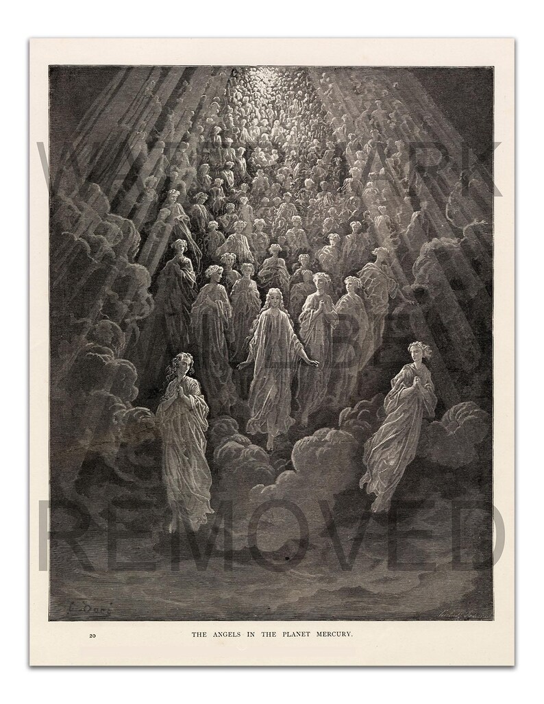 Gustave Dore: Angels in the PLANET MERCURY (1891) Vintage Illustration ...
