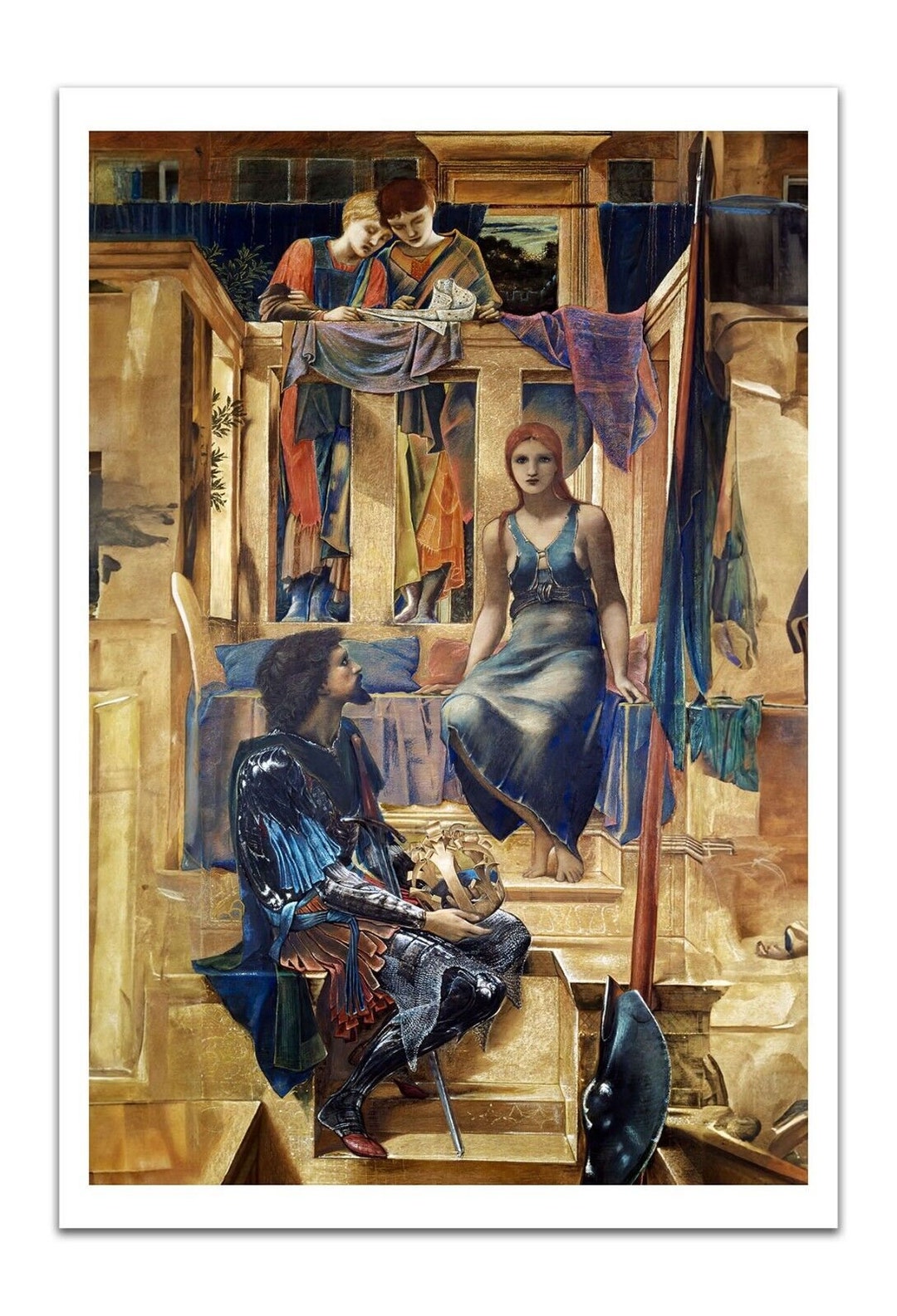 KING COPHETUA Sir Edward Burne Jones 1883 Vintage Painting 15x22 ...
