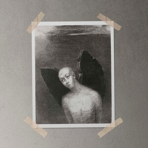 The Fallen Angel Spreads His Black Wings 1886 ODILON REDON Vintage ...