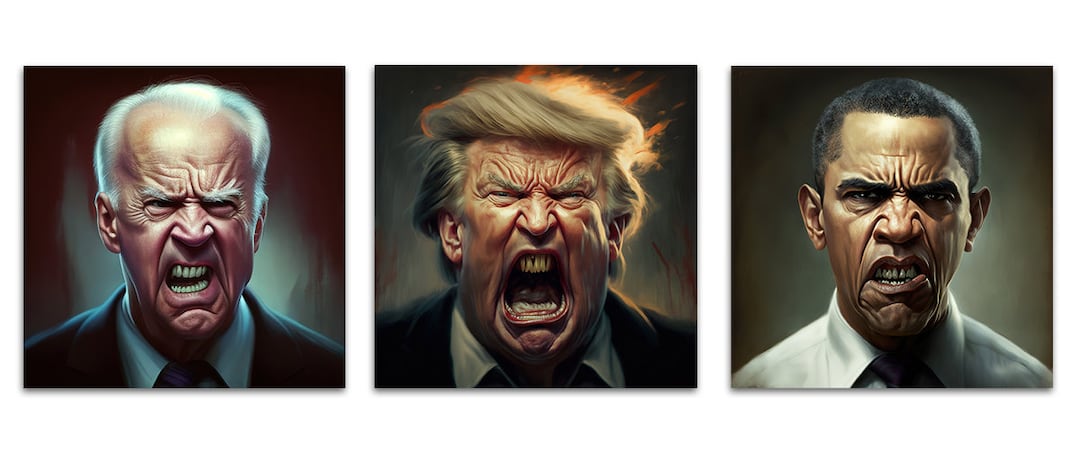 Angry President Portrait TRUMP, Biden, Obama (choose a Print) AI Art ...