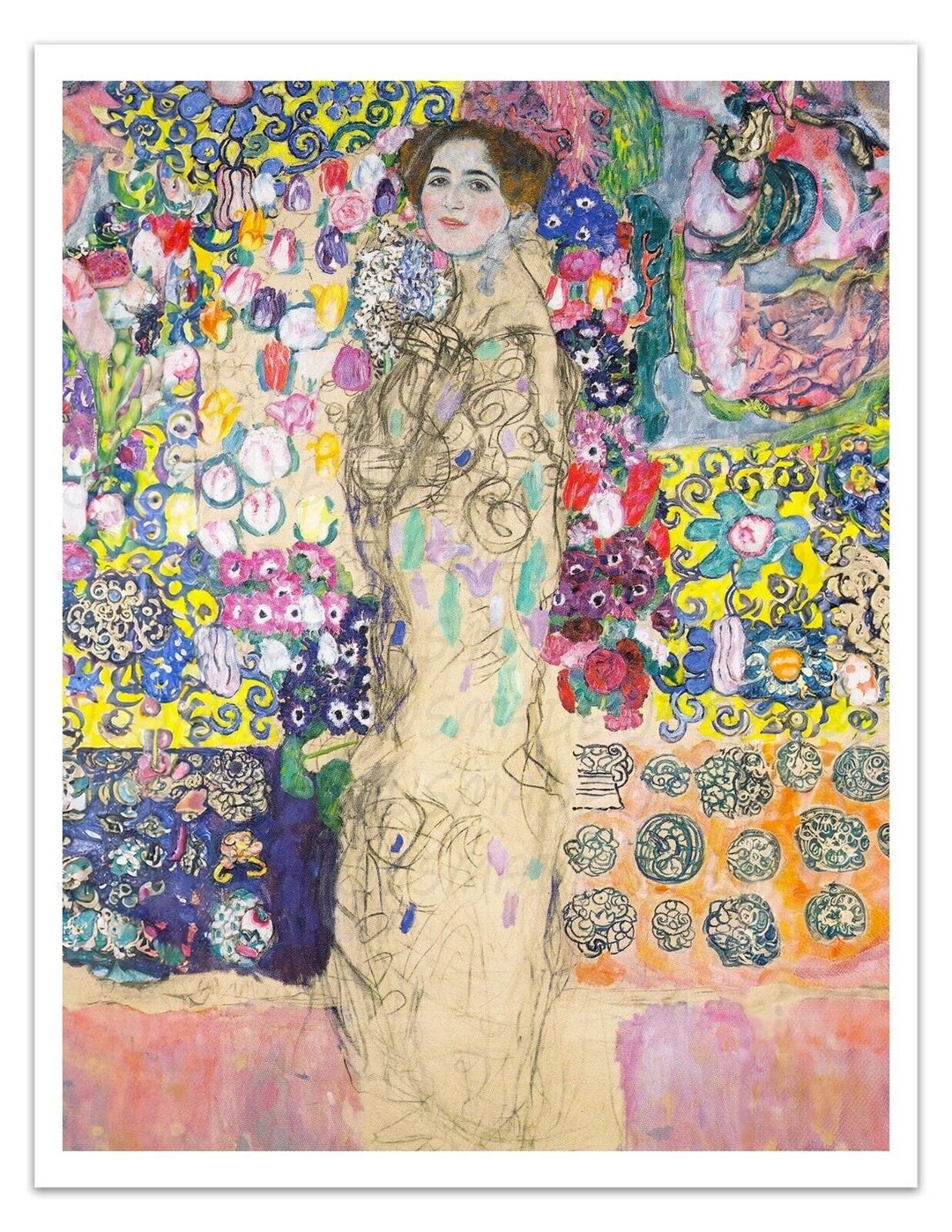 Gustav Klimt PORTRAIT of MARIA MUNK (1917-1918) Vintage Painting Poster ...
