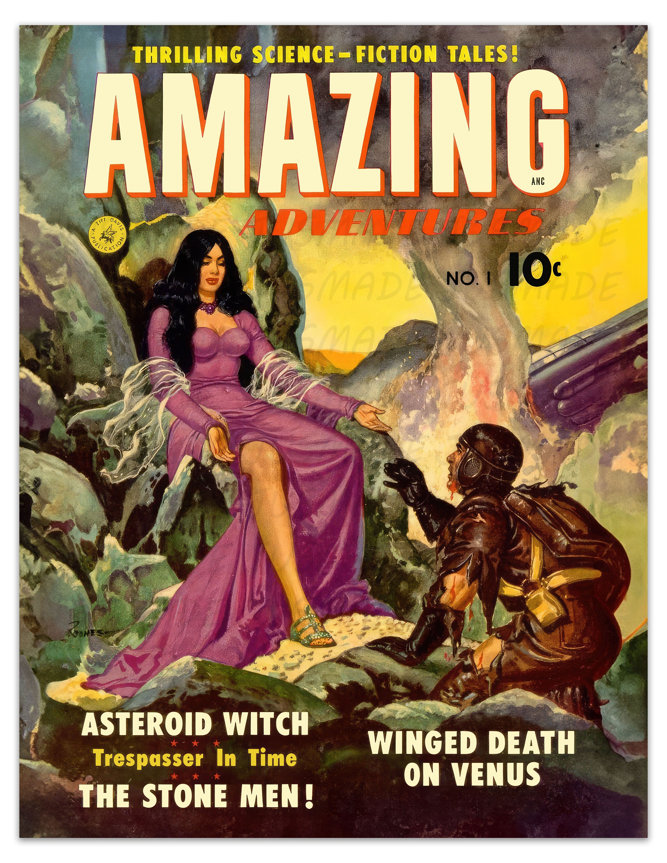 AMAZING ADVENTURES 1 Vintage 1950 Sci-fi Comic Book Cover Art asteroid Witch Poster Reprint - Etsy