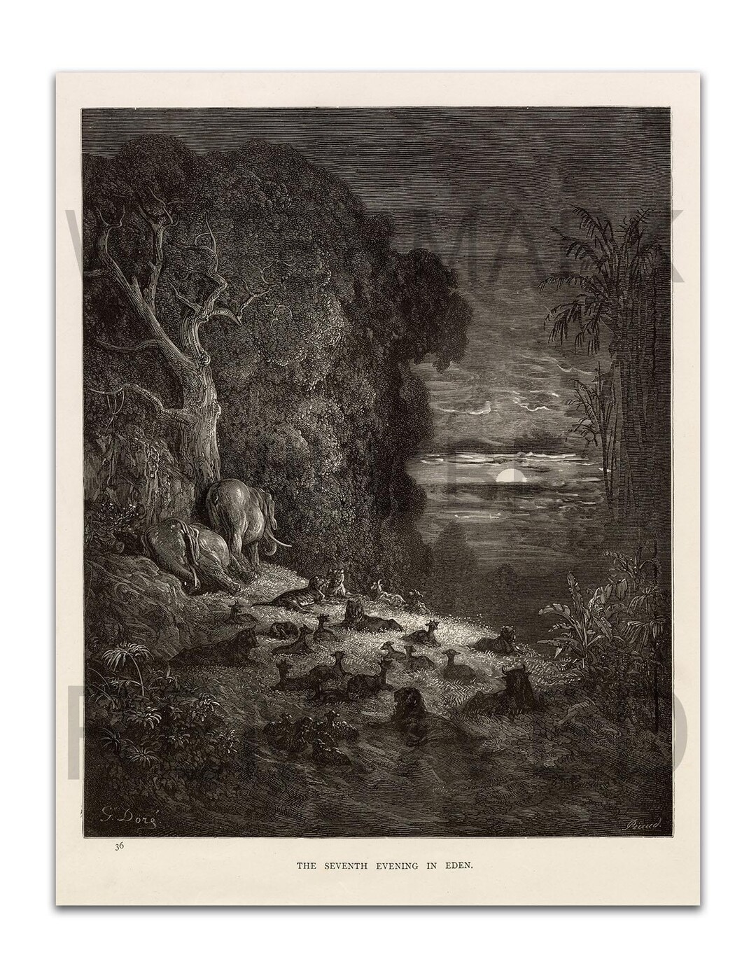 Gustave Dore: SEVENTH EVENING in EDEN (1891) Vintage Illustration Bible ...