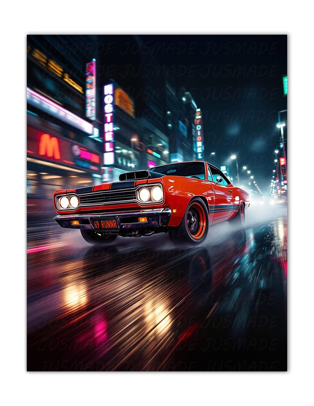 URBAN NIGHT CHASE 69 Road Runner Inspired Poster -unframed- Print - Etsy