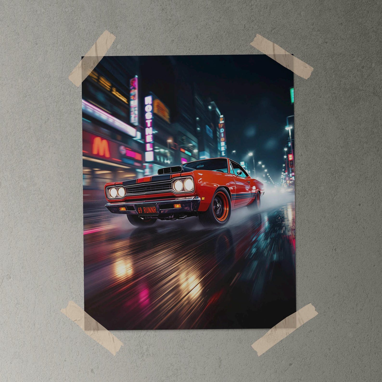 URBAN NIGHT CHASE 69 Road Runner Inspired Poster -unframed- Print - Etsy