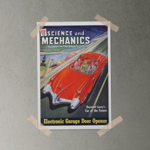 Car of the Future | Vintage Futuristic Red Car Cover Art Poster ...