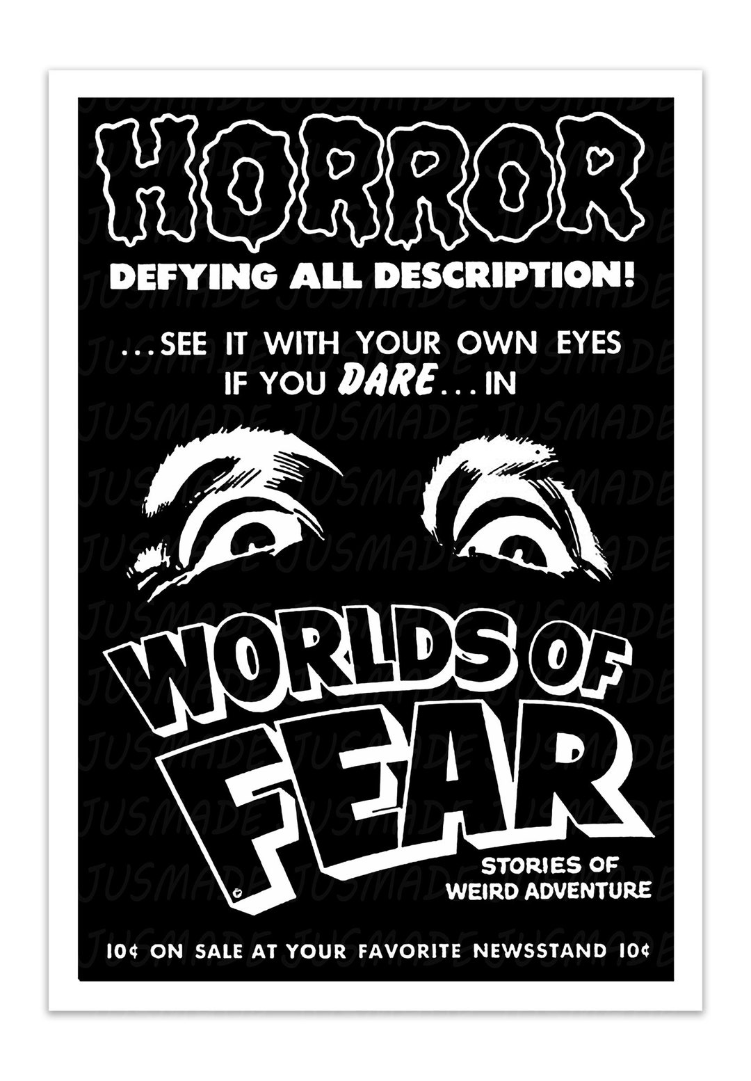 Worlds of Fear - Horror Comic Poster Vintage 1950s Pulp Wall Art Retro ...