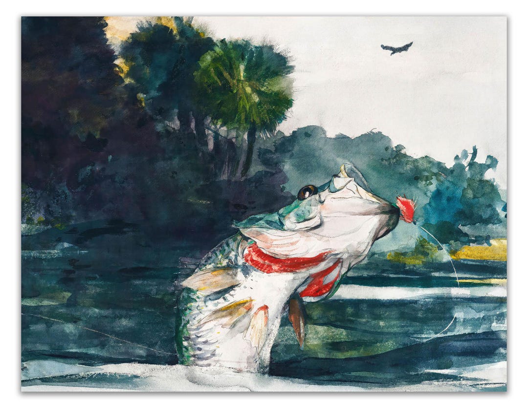 Winslow Homer | Life-size Black Bass, Poster 1904 Vintage Bass Fishing ...