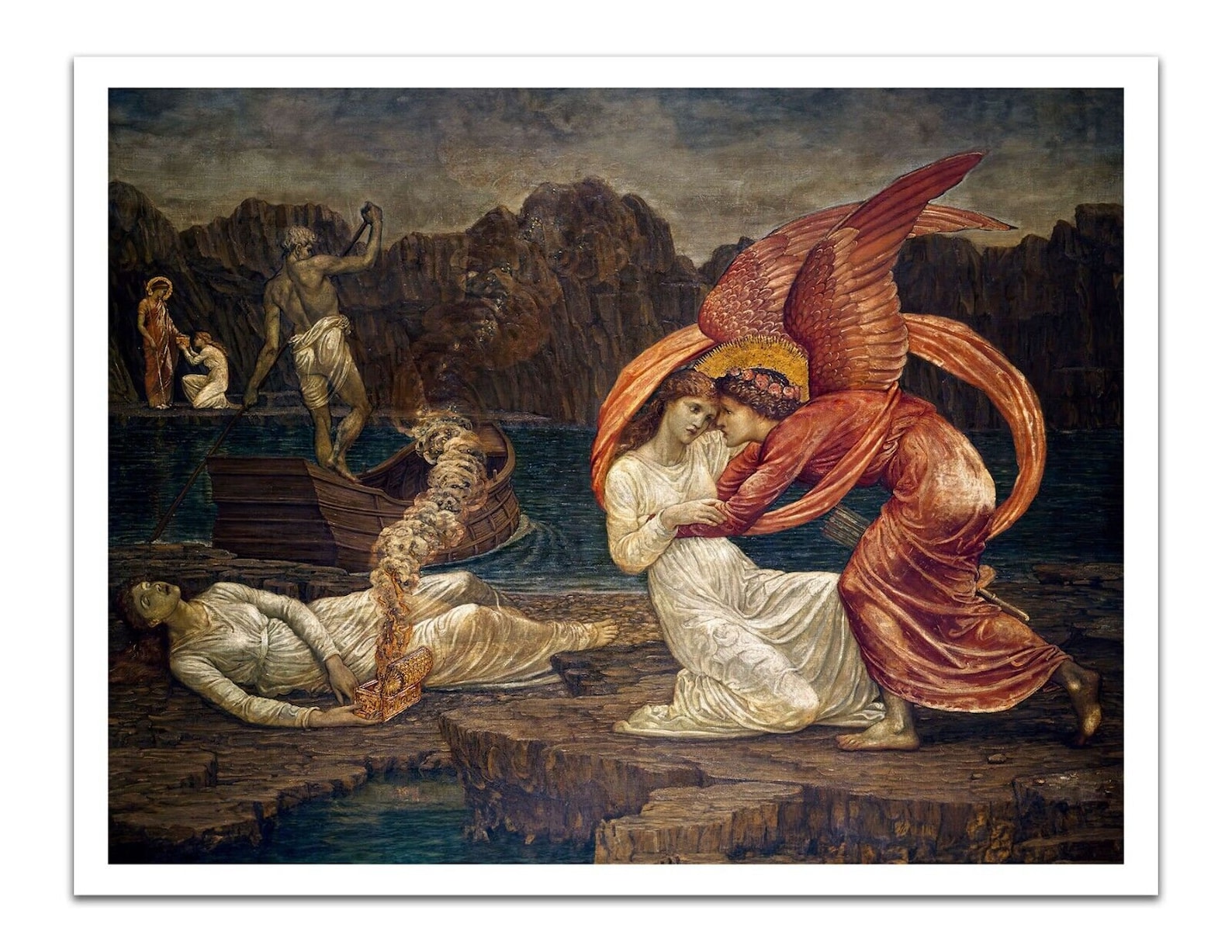 CUPID AND PSYCHE Edward Burne Jones (1881) Vintage Painting 17x22 ...