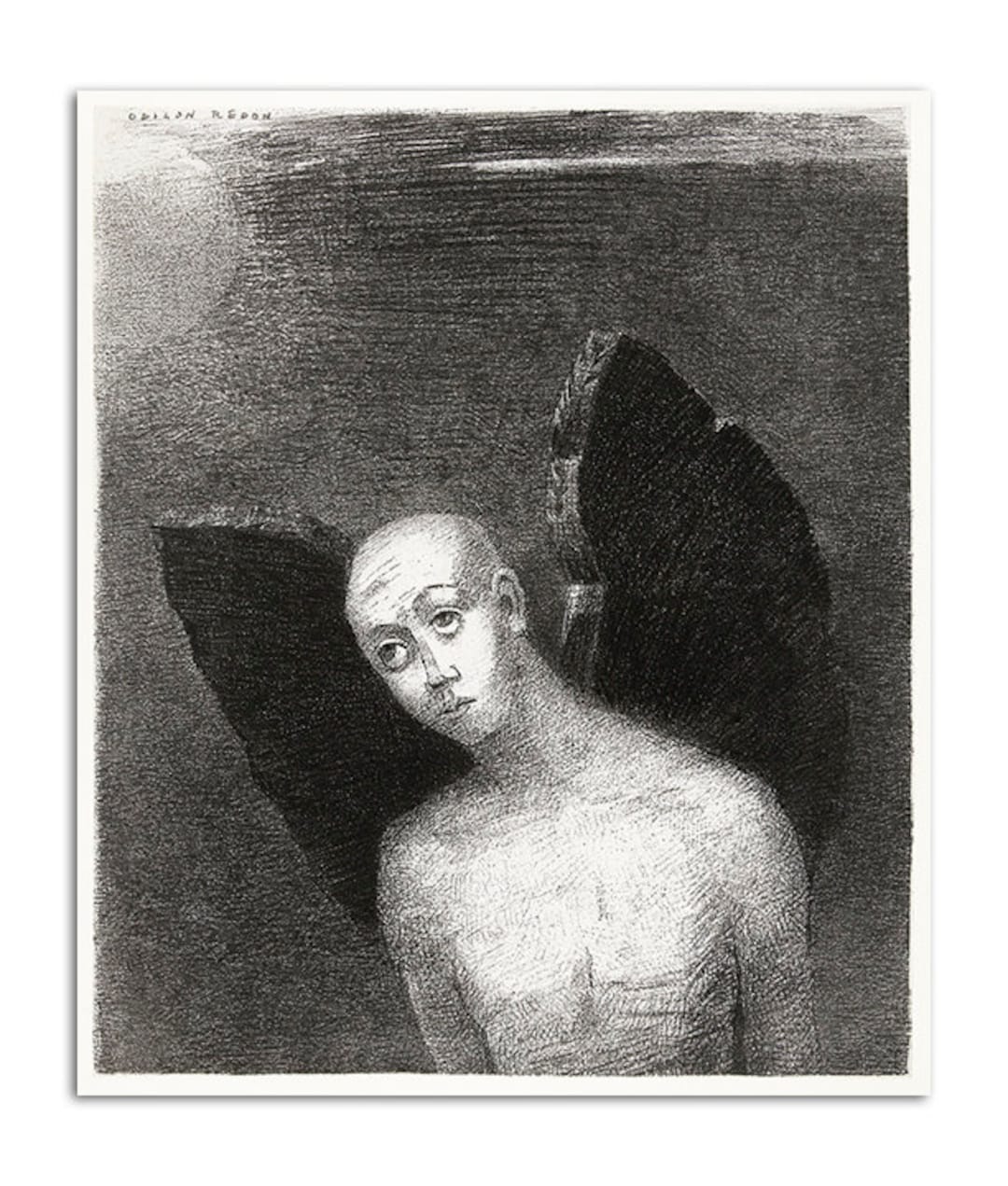 The Fallen Angel Spreads His Black Wings 1886 ODILON REDON Art Reprint ...