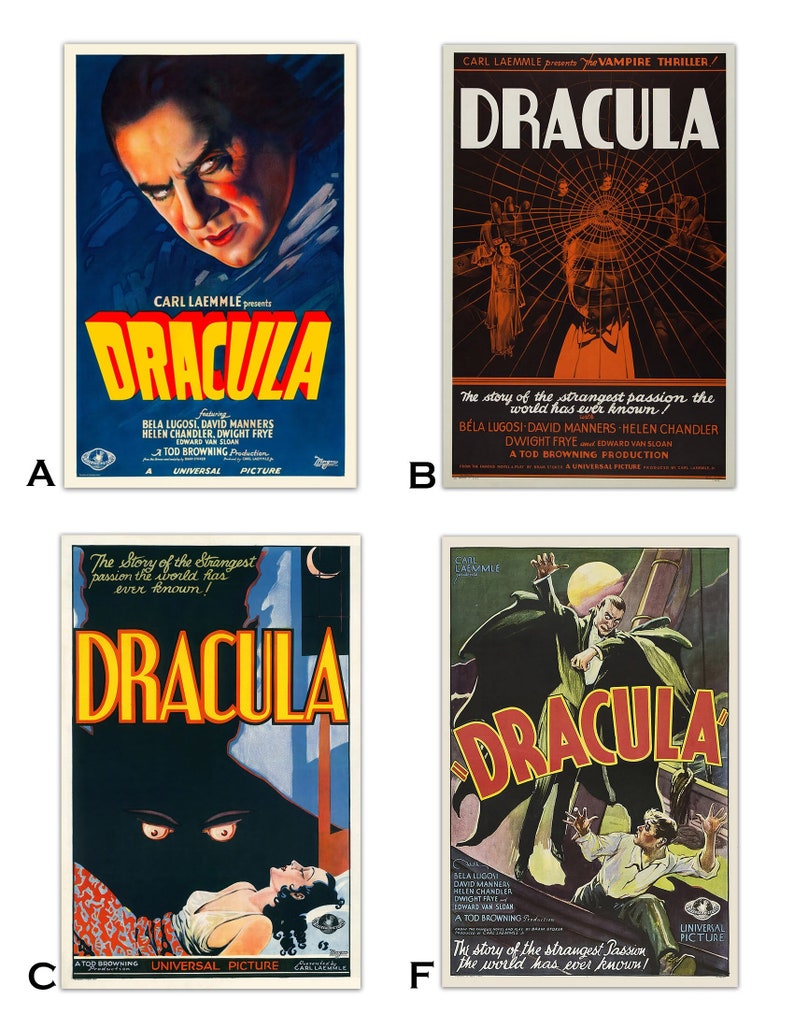 DRACULA 1931 Horror Movie Posters (SET of 4) Premium Prints 19x12.5 ...