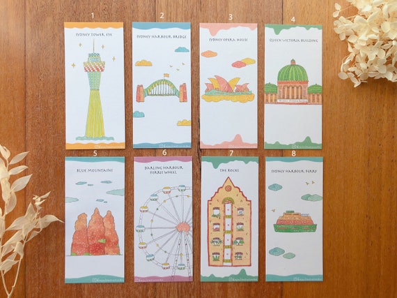Sydney Landmarks Bookmarks Collection/ Colorful Bookmarks/ | Etsy