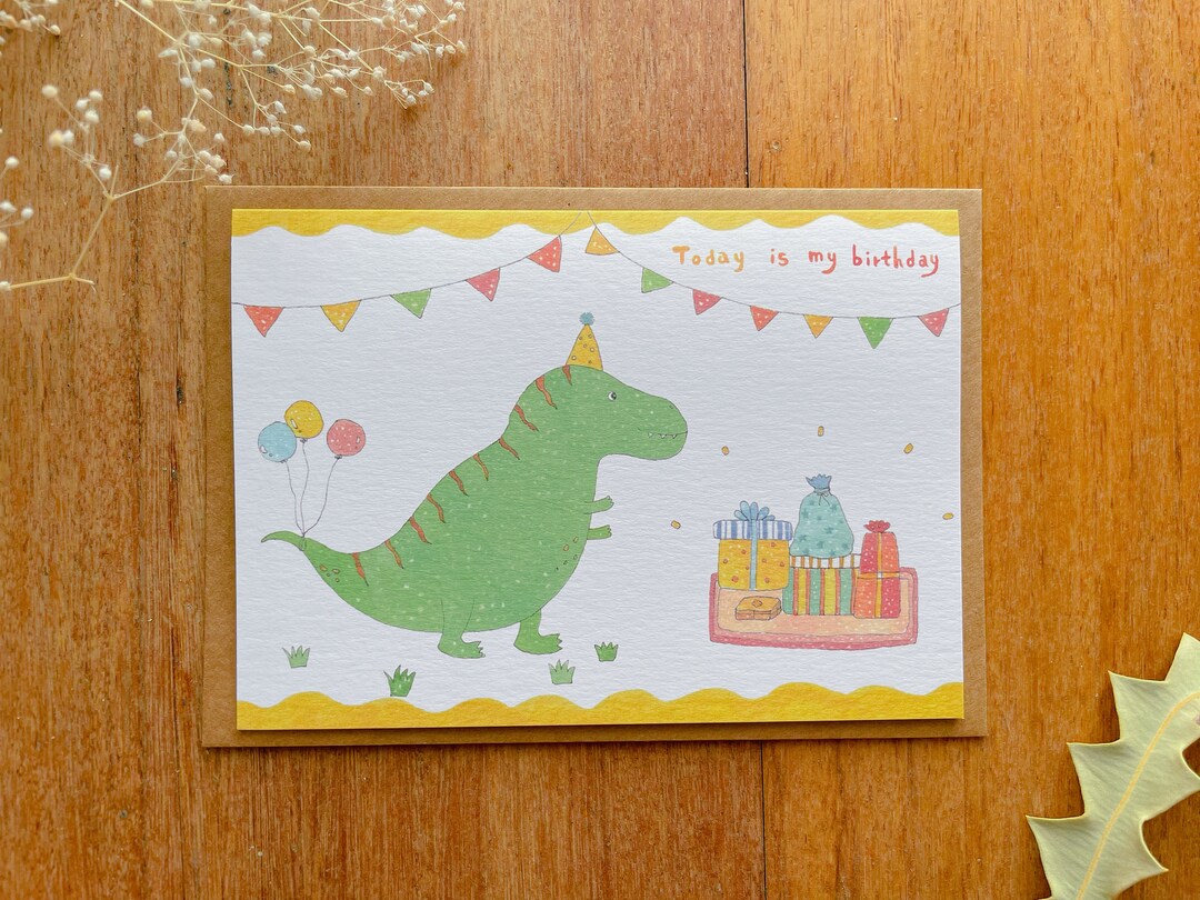Dinosaur Birthday Card/dino/ Greeting Card / Gift Time/ Trax Dino ...