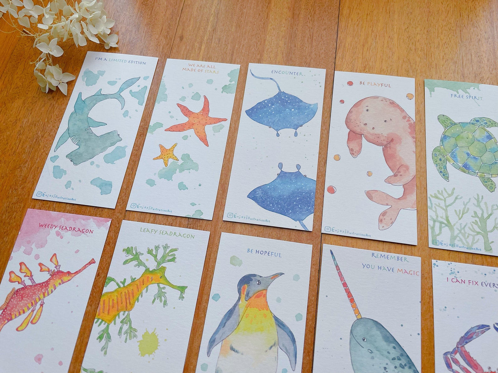 Marine Life Bookmarks Collection/ Sea Animals Bookmarks/ Ink Pen ...