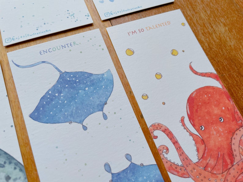 Marine Life Bookmarks Collection/ Sea Animals Bookmarks/ Ink - Etsy