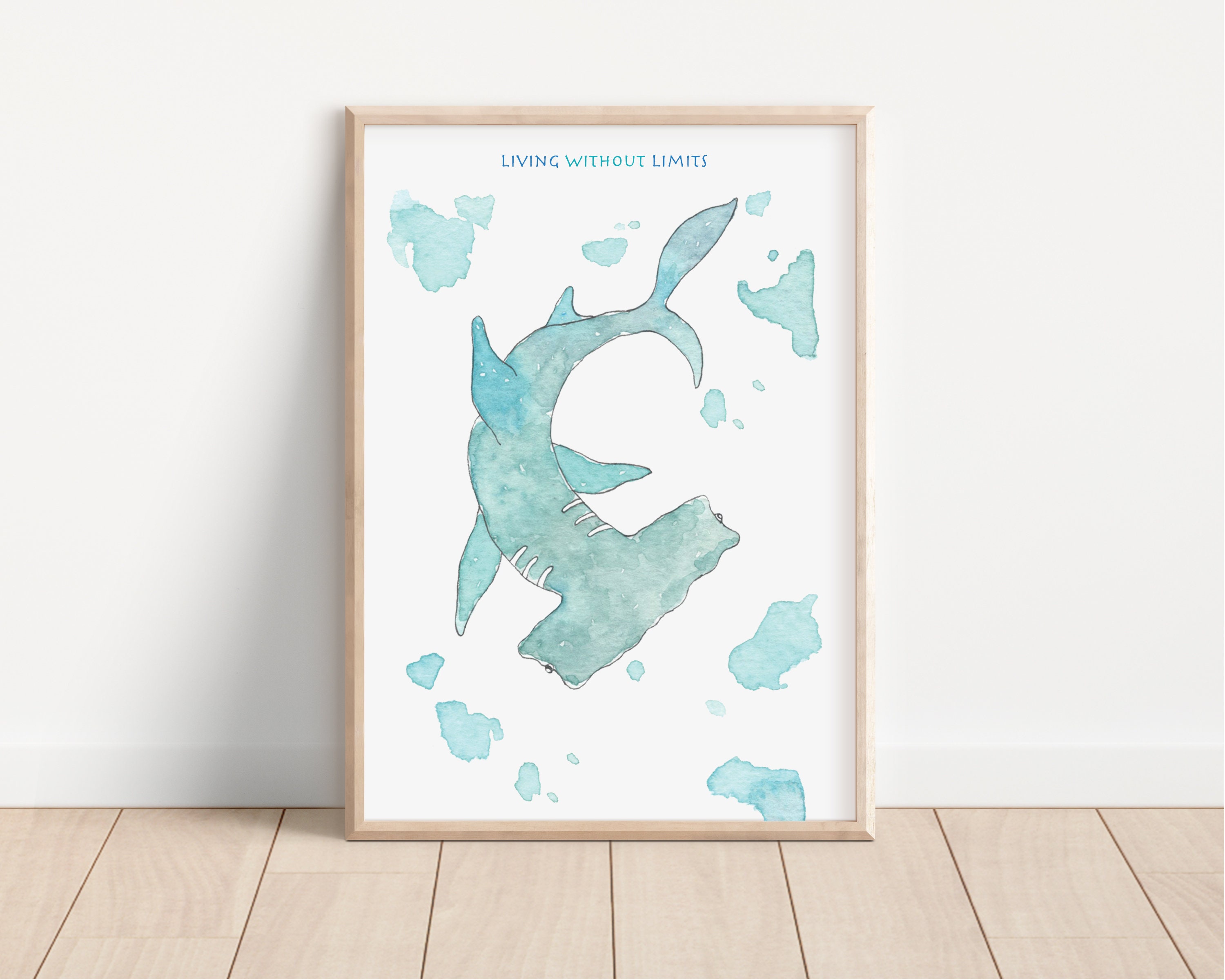 Hammer Head Shark _living Without Limits / Affirmation/ Sea - Etsy