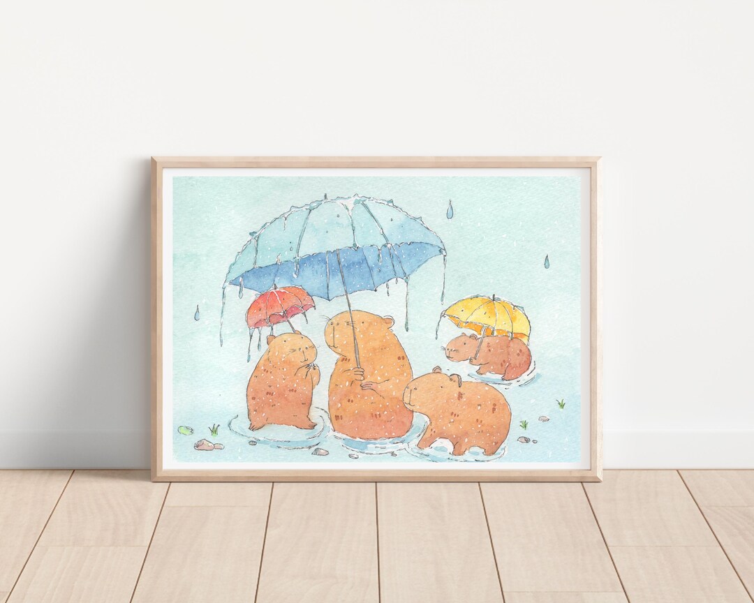 Capybara Rainy Day / Capybara Art / Capybara Scene / Capybara Friends ...