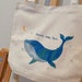 Blue Whale/ Heavy Weight 100 % Cotton Tote Bag/ Ocean Lover Tote Bag ...