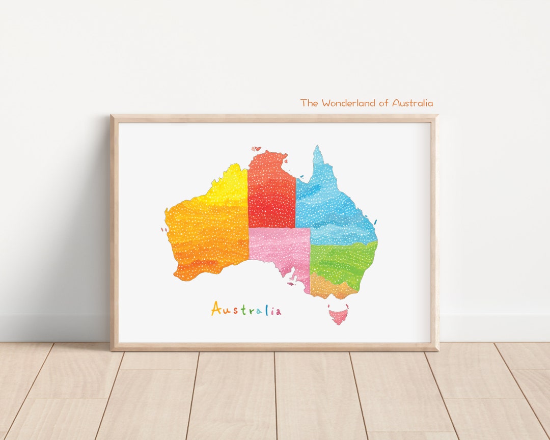 Australia Map Art Print/ Watercolour/ Illustration/ Wall Art/ Home ...