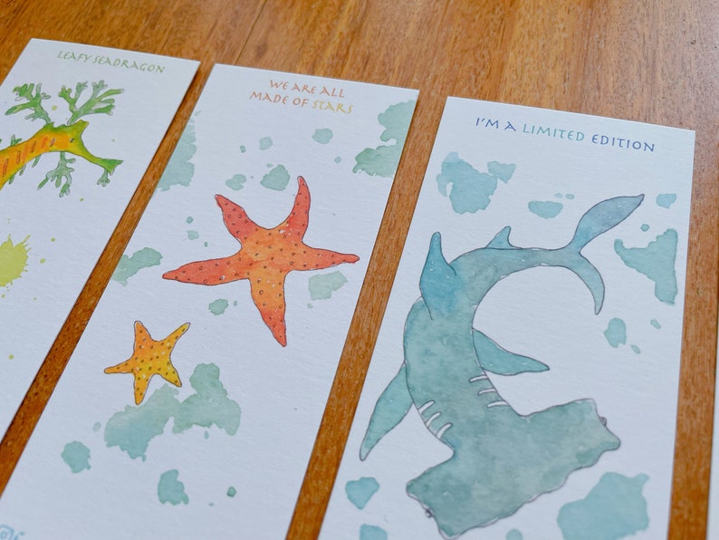 Marine Life Bookmarks Collection/ Sea Animals Bookmarks/ Ink Pen ...