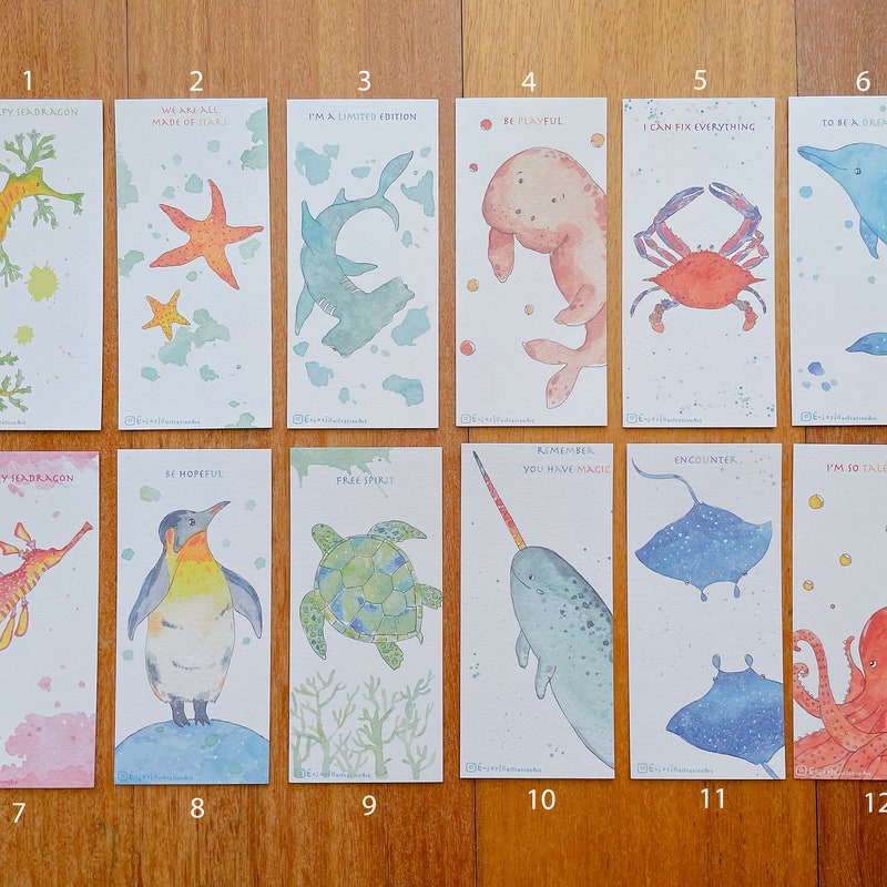 Sea Animals Bookmark - Etsy