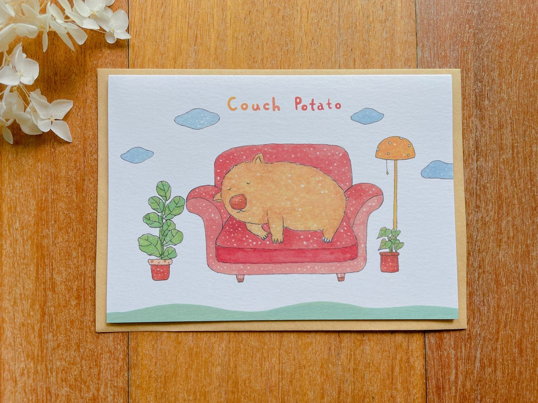 Wombat Couch Potato/ Relax/ Nap Time/ Cozy Day/ Greeting Card ...
