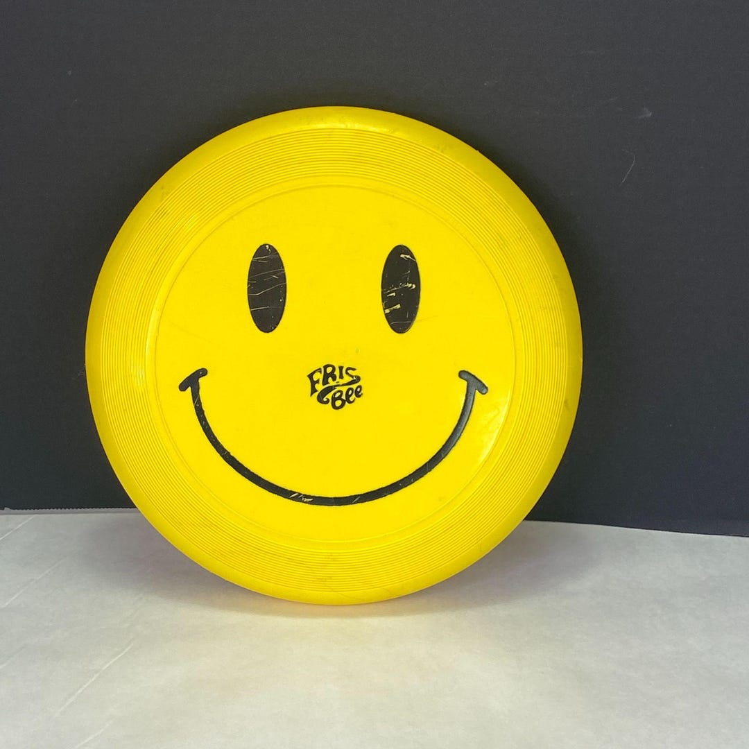 Vintage Retro 80s Wham-o Frisbee Smiley Face Yellow Black - Etsy
