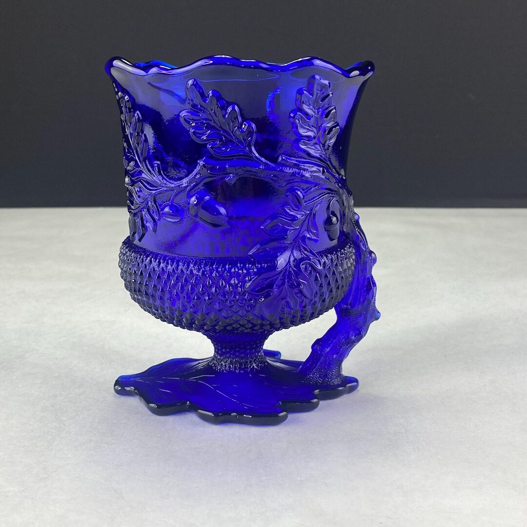 Vintage Mosser Cobalt Blue Acorn Spooner Glass With Twig Handle - Etsy