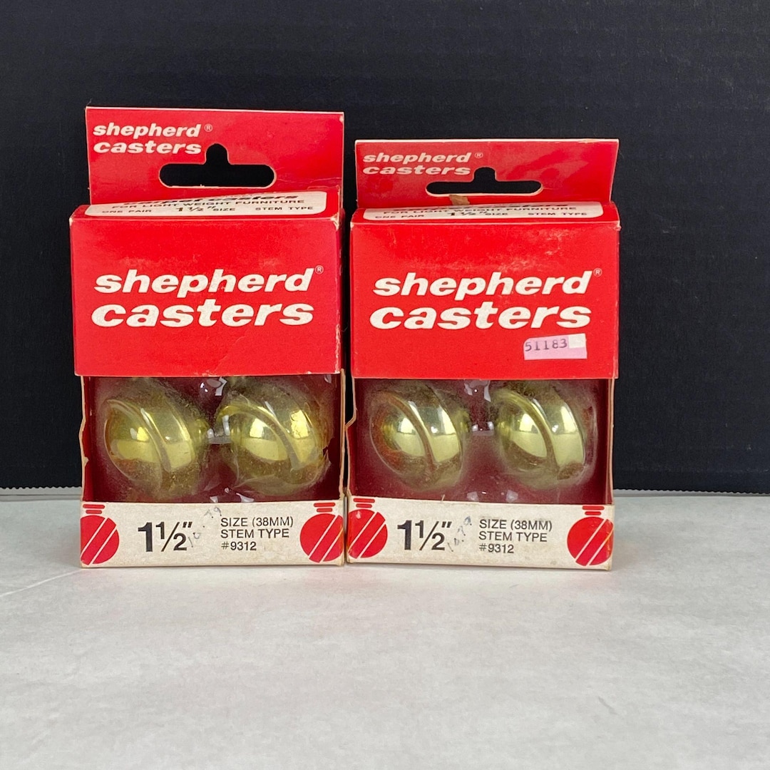 Shepherd Casters Metal Wheel 1 1/2 Inch Stem Brass Color Set of Lot of ...