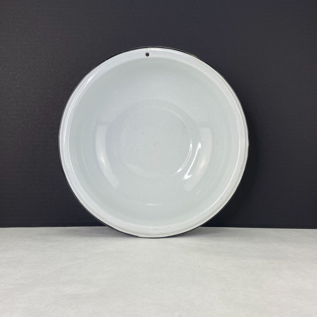 Vintage White Enamel Enamelware Basin Bowl 13 - Etsy