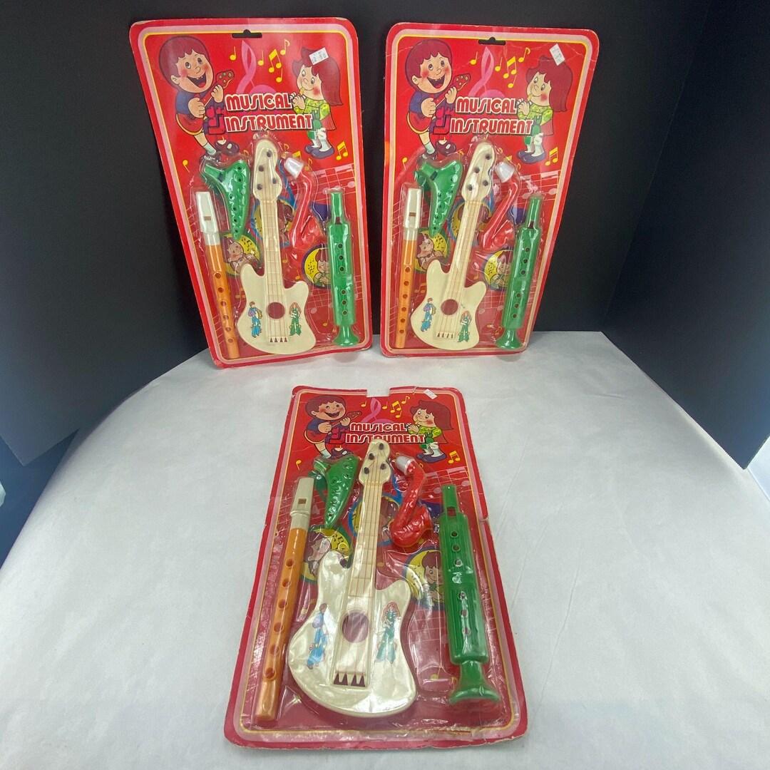 Vintage 90s Kids Play Plastic Musical Instruments New in Package Lot of ...