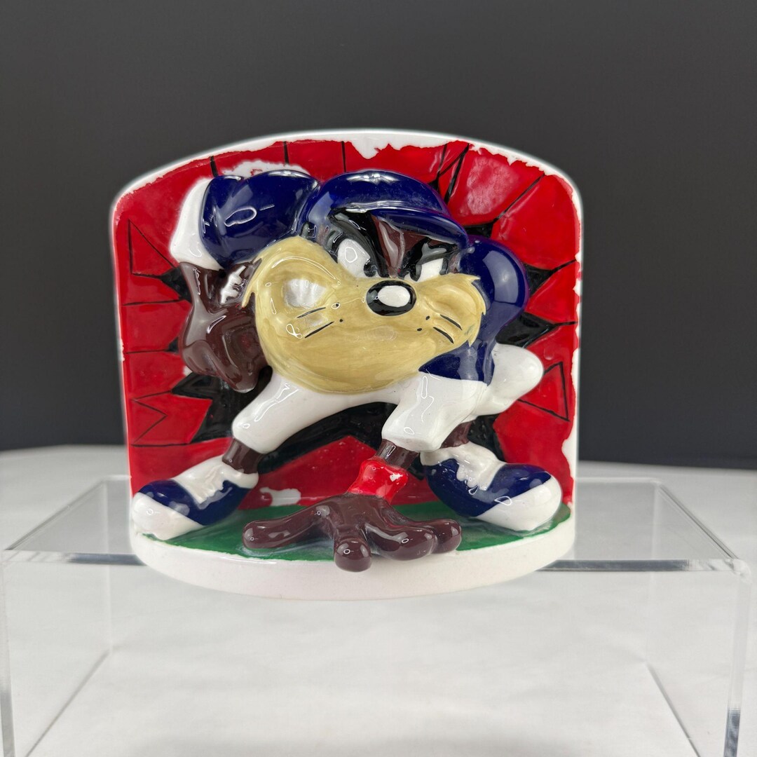 Vintage Warner Bros 1998 Taz Tasmanian Devil Football Toothbrush Holder ...