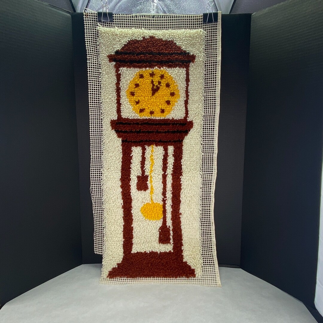 Vintage Retro 70s Latch Hook Grandfather Clock Tapestry - Etsy